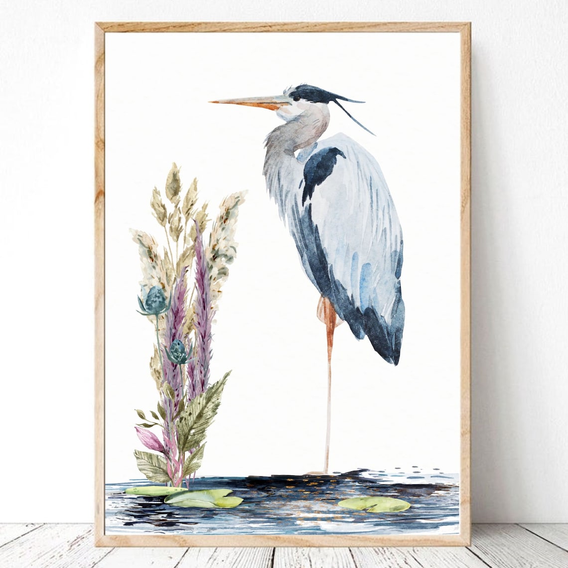 Great Blue Heron Watercolor Art Prints Set of 2 Heron Birds | Etsy