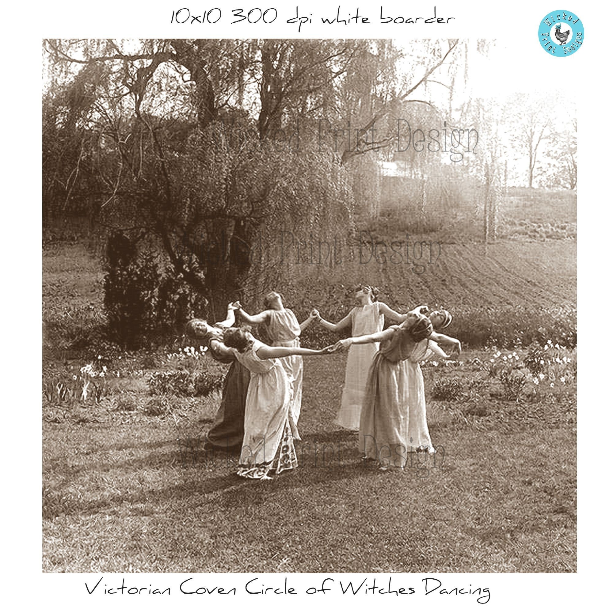 Circle of Witches Vintage Women Dancing by Moonlight, Witch Art, Wiccan ...
