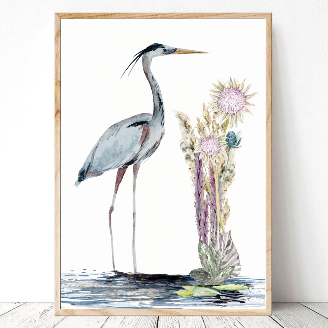 Great Blue Heron Watercolor Art Prints Set of 2 Heron Birds | Etsy