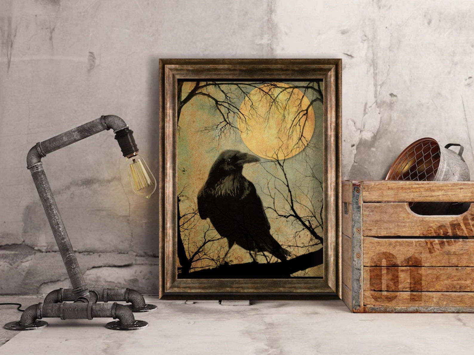Raven Crow Printable Wall Art Gothic Decor Halloween Etsy