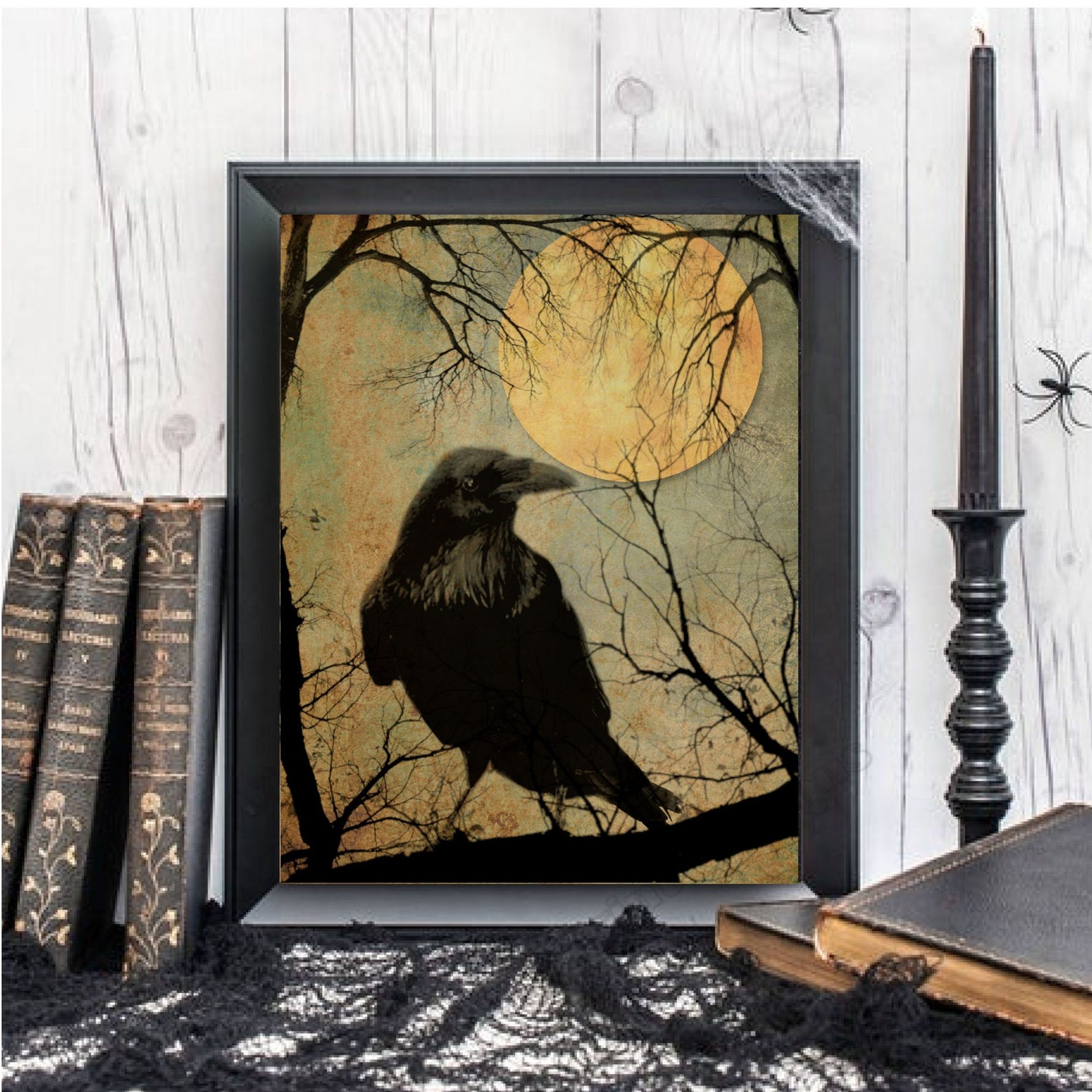 Raven Crow Printable Wall Art Gothic Decor Halloween Etsy