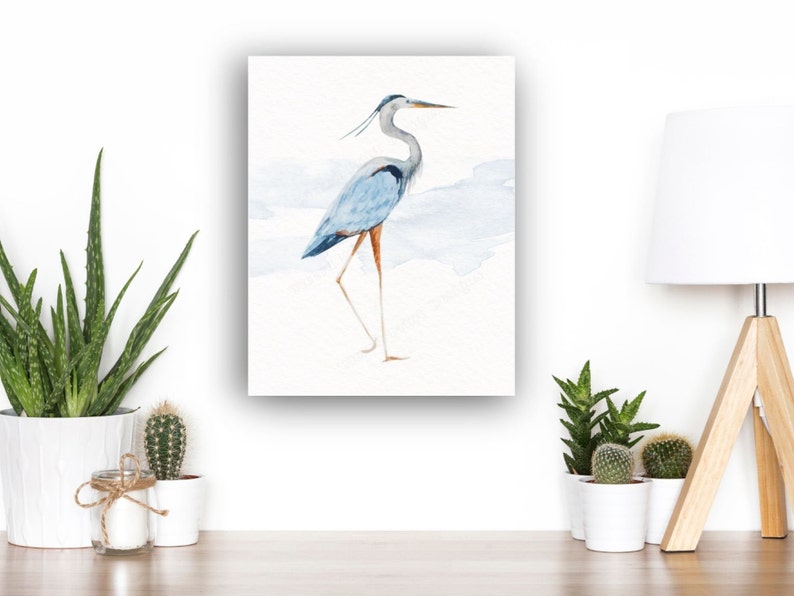 Great Blue Heron Watercolor Art Print, Coastal Decor, Tropical Wall Art ...