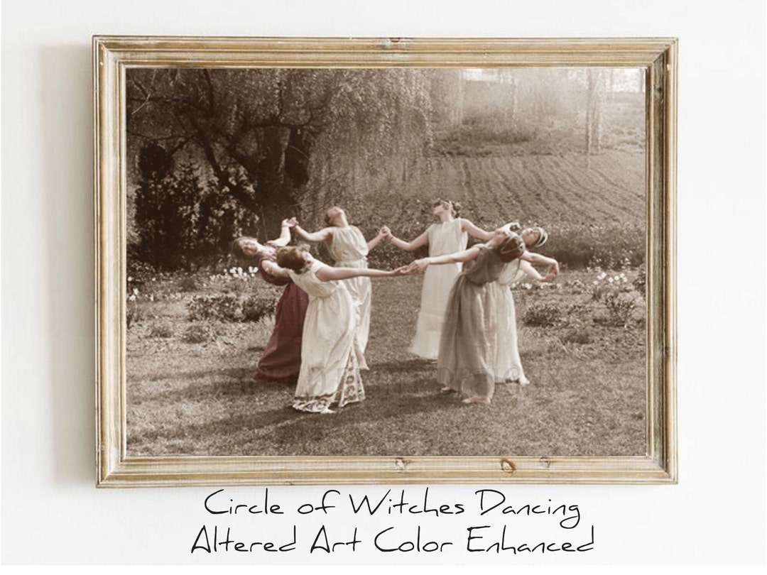 Vintage Witch Art Print, Circle of Witches Dancing, Wiccan Nature ...