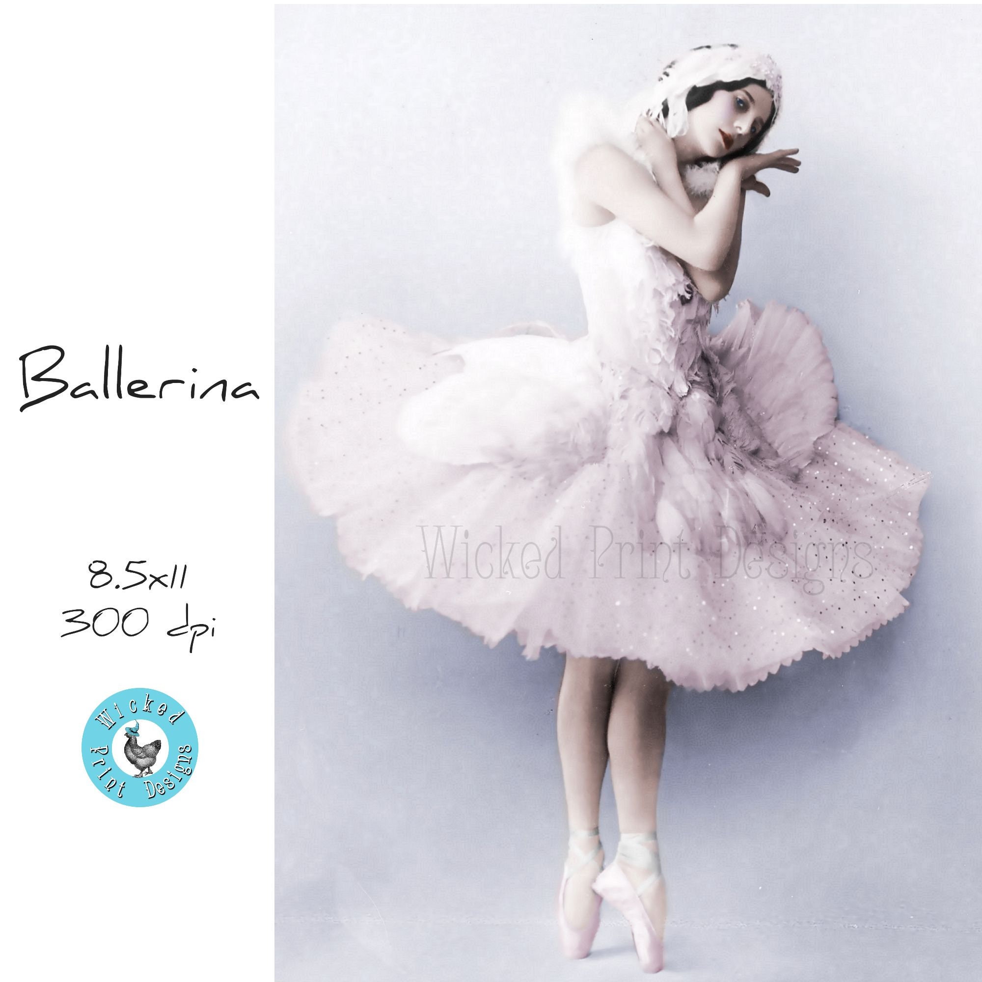 Ballerina - Anna Pavlova, Vintage Antique Photo, Altered Art Color ...