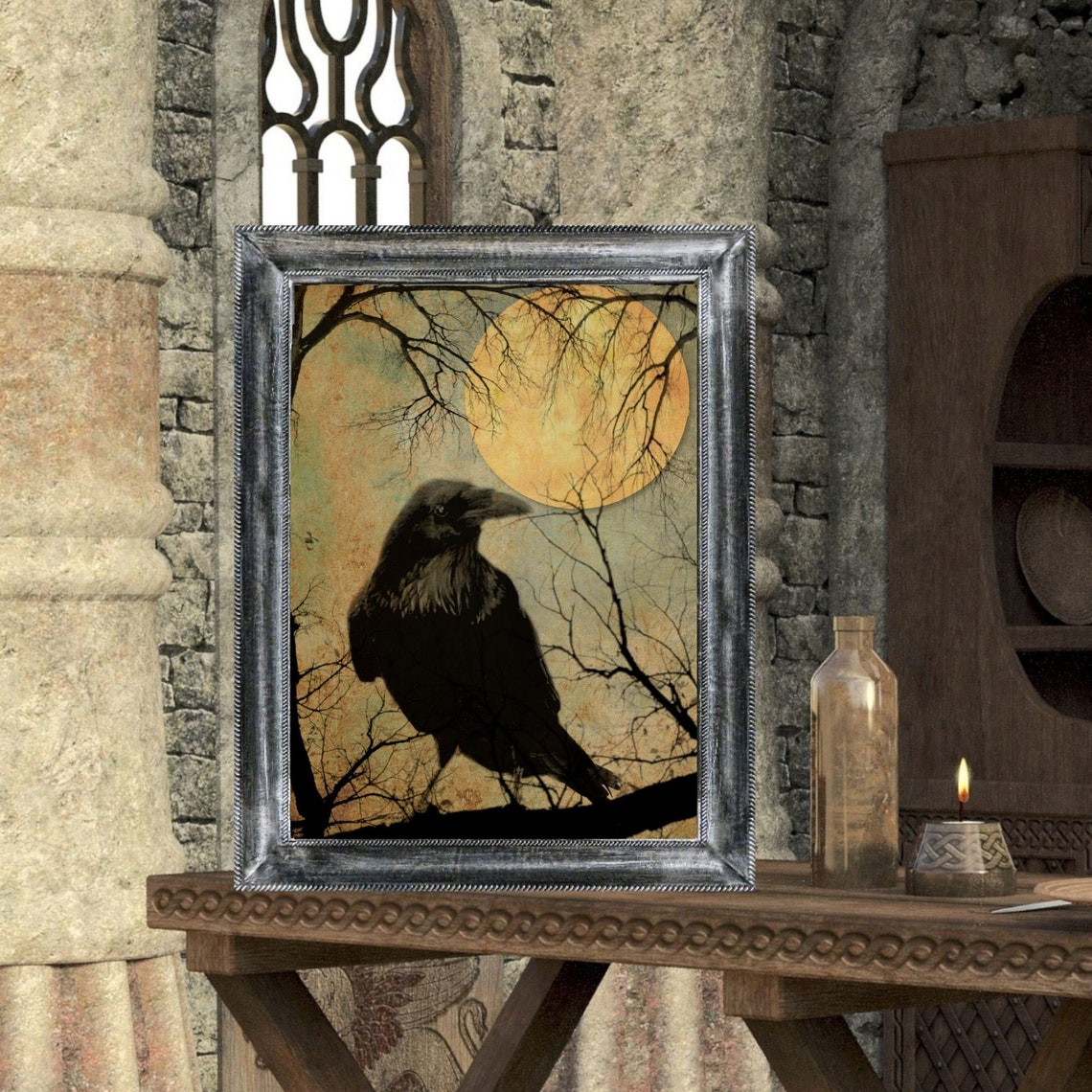 Raven Crow Printable Wall Art Gothic Decor Halloween Etsy