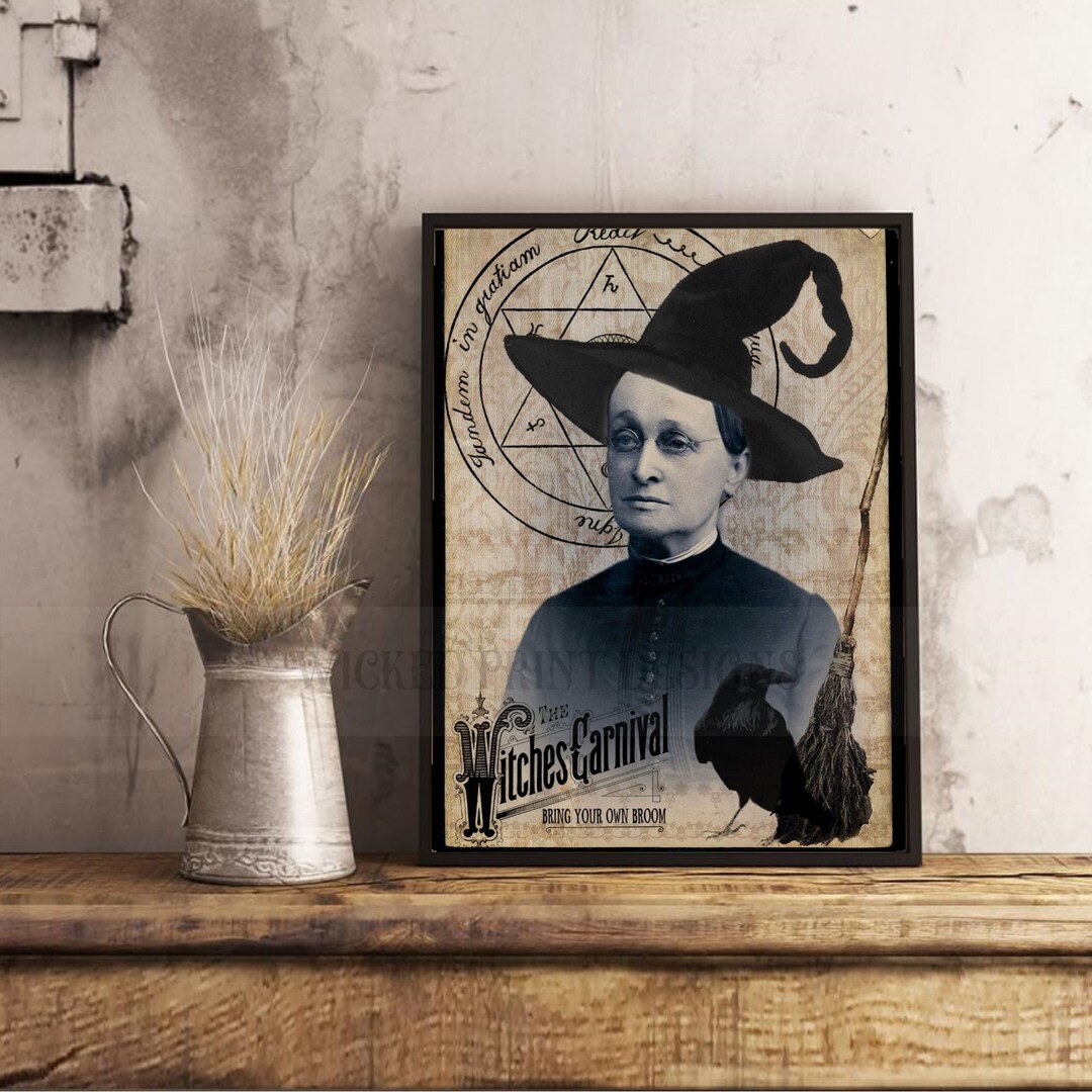 Witch Art, Witch Print, Vintage Witch Photo, Witches Carnival Halloween ...