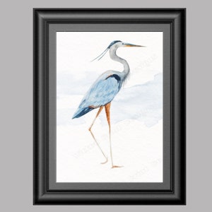 Great Blue Heron Watercolor Art Print, Coastal Decor, Tropical Wall Art ...