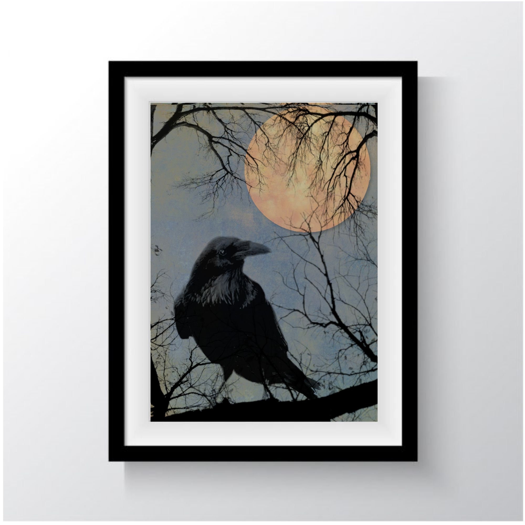 Raven Crow Printable Wall Art Gothic Decor Halloween Etsy