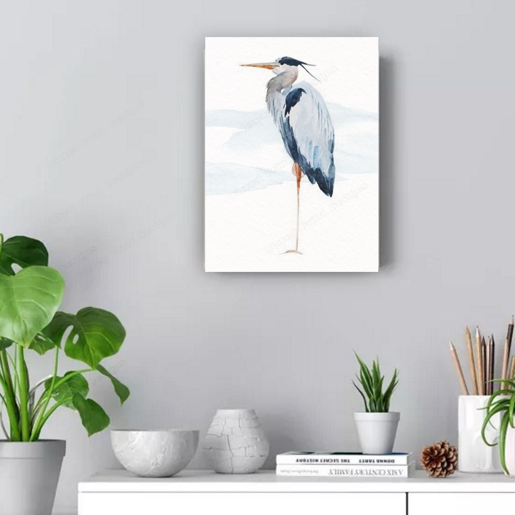 Great Blue Heron Watercolor Art Print Coastal Decor Tropical - Etsy