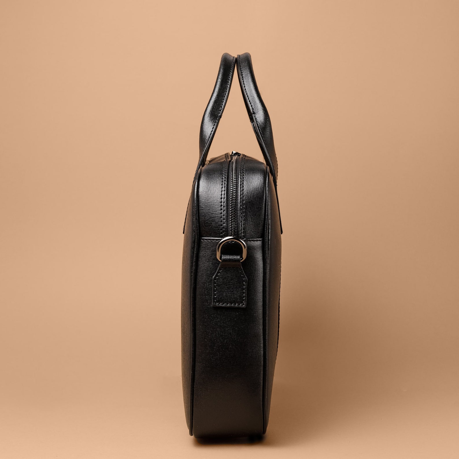 Black Leather Briefcase Bag for Men With Long Strap - Etsy