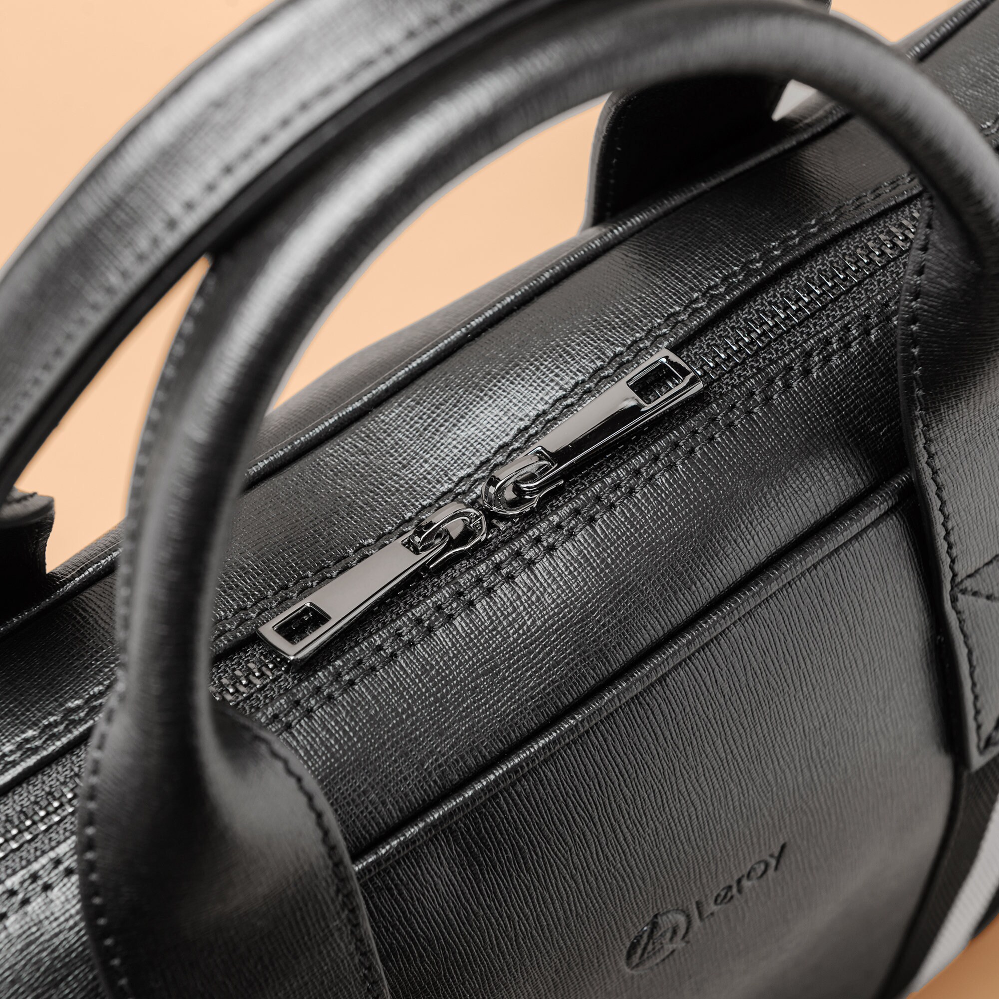 Black Leather Briefcase Bag for Men With Long Strap - Etsy