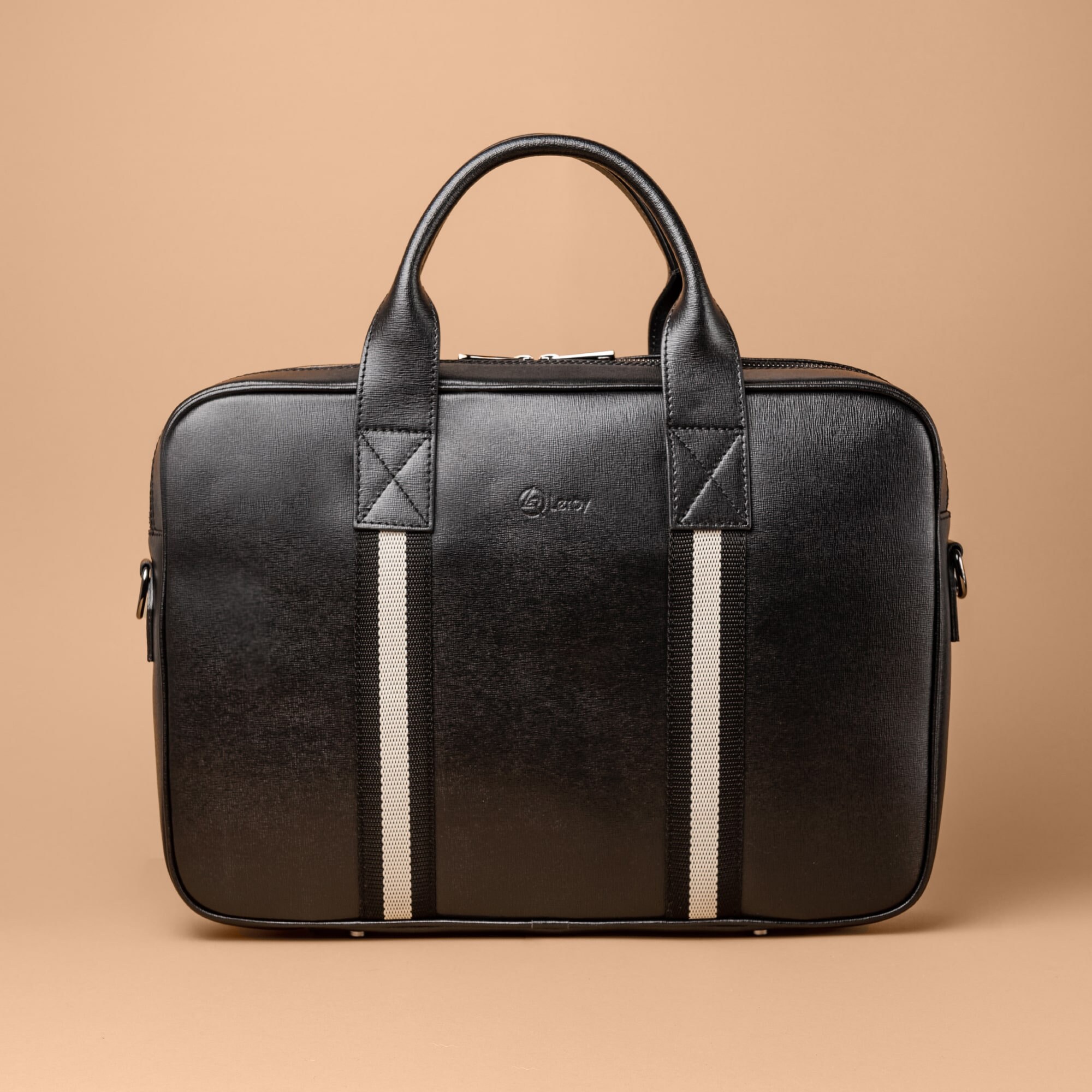 Black Leather Briefcase Bag for Men With Long Strap - Etsy