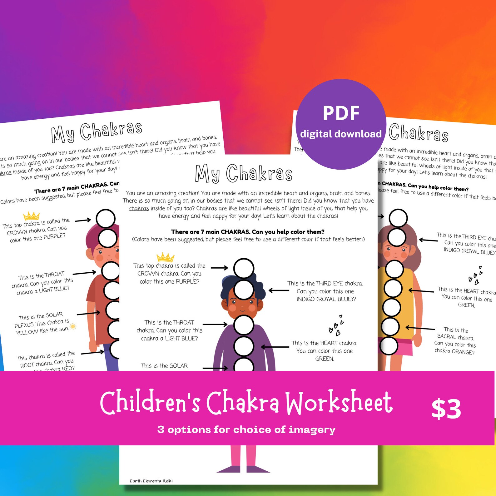 Children's Chakra Worksheet - Etsy