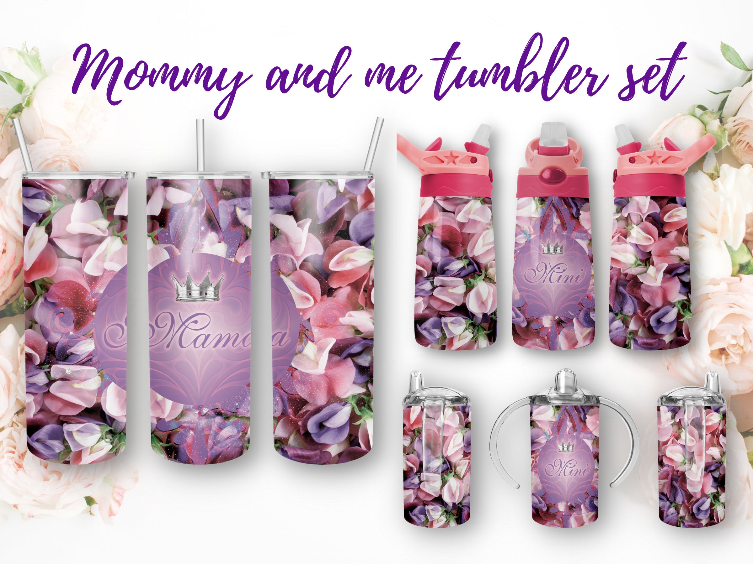 Mommy And Me Tumbler Set Digital Download Png Sublimation Etsy