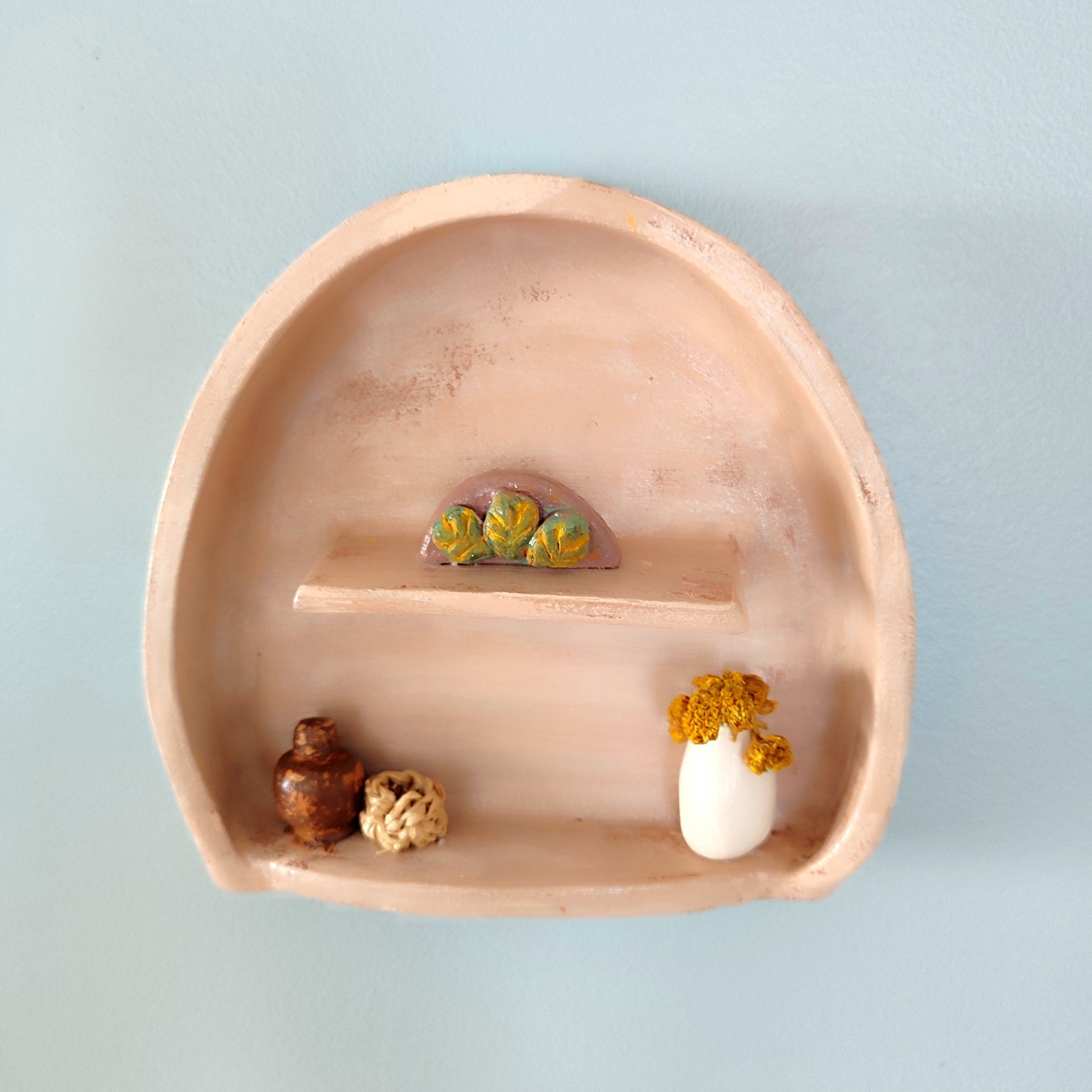 Handmade Clay Hanging Wall Shelf/ceramic Pink Decorative Altar/pottery ...