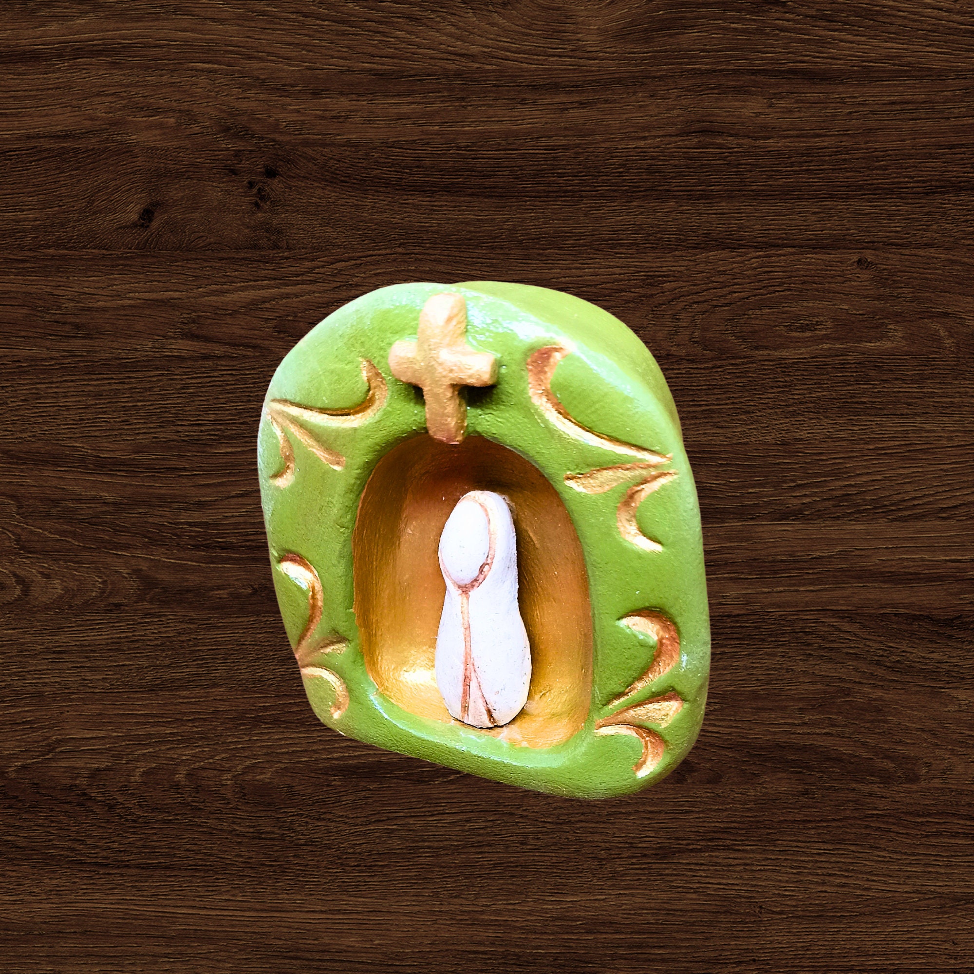Handmade Ceramic Mini Virgin Mary Travel Altar, Pocket Shrine, Catholic ...