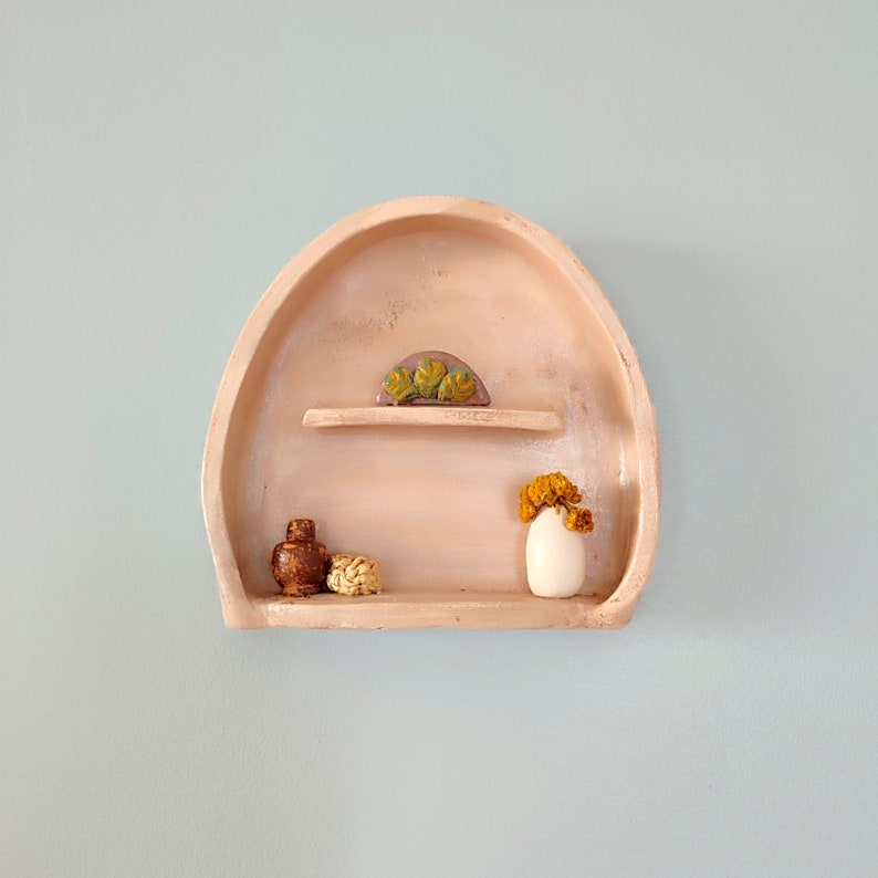 Handmade Clay Hanging Wall Shelf/ceramic Pink Decorative Altar/pottery ...