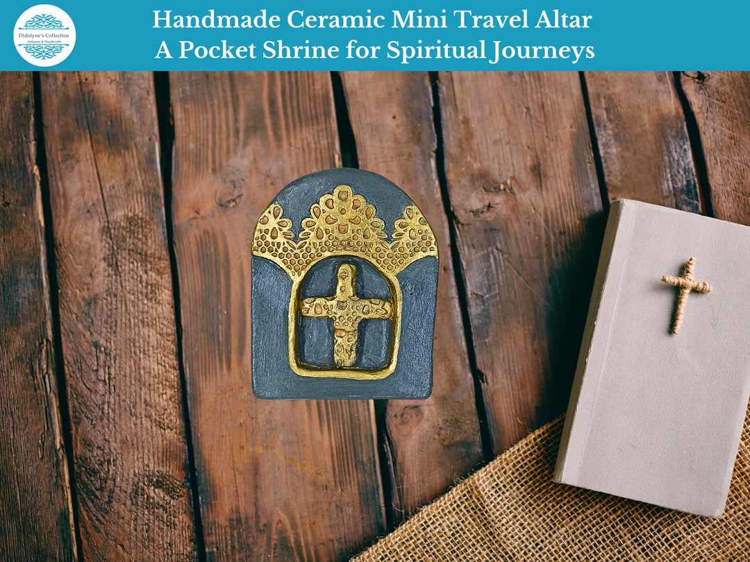 Handmade Ceramic Mini Travel Altar, Pocket Shrine, Catholic Portable ...