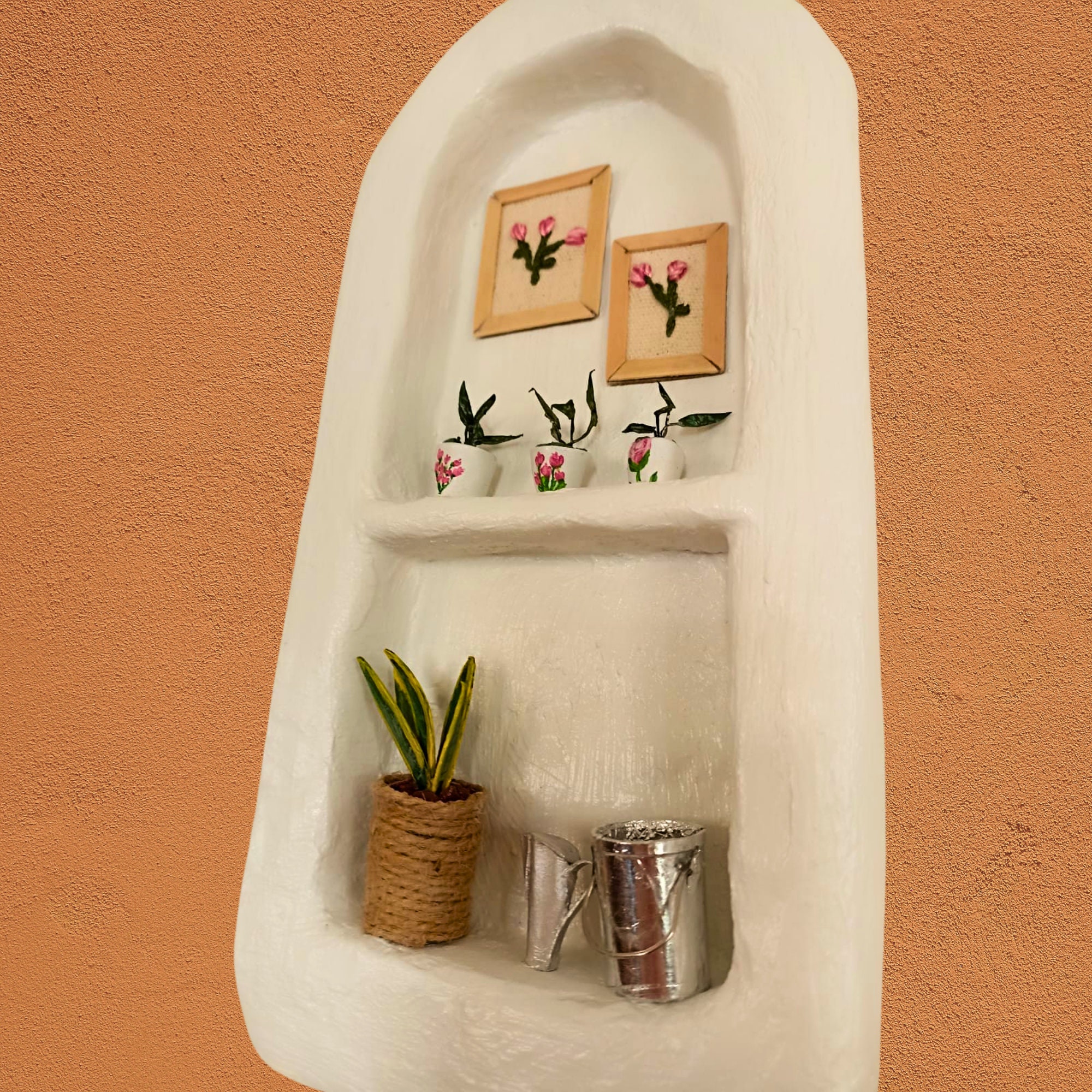 Handmade Unique Paper Clay Hanging Wall Shelf, Clay Wall Decoration ...