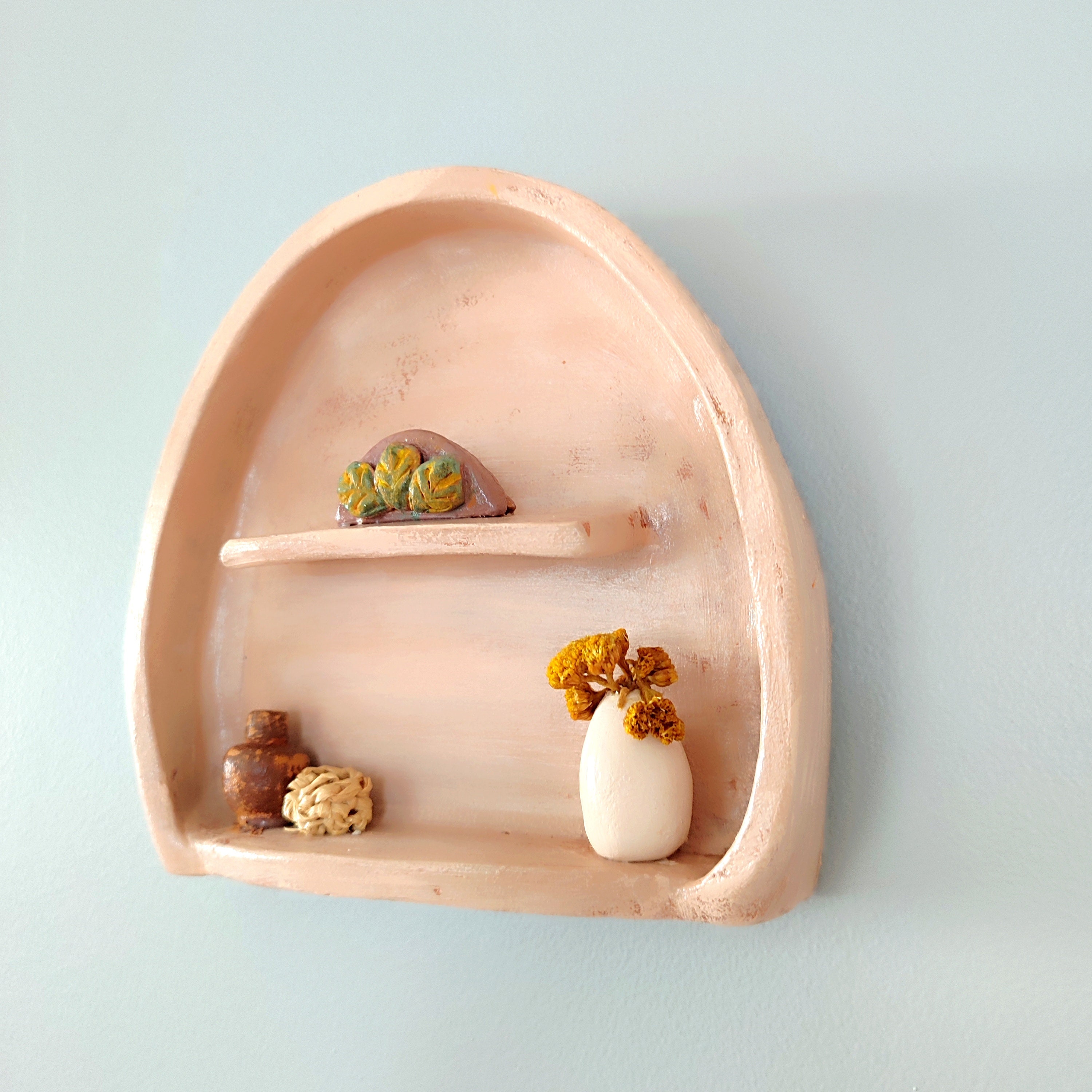 Handmade Clay Hanging Wall Shelf/ceramic Pink Decorative Altar/pottery ...