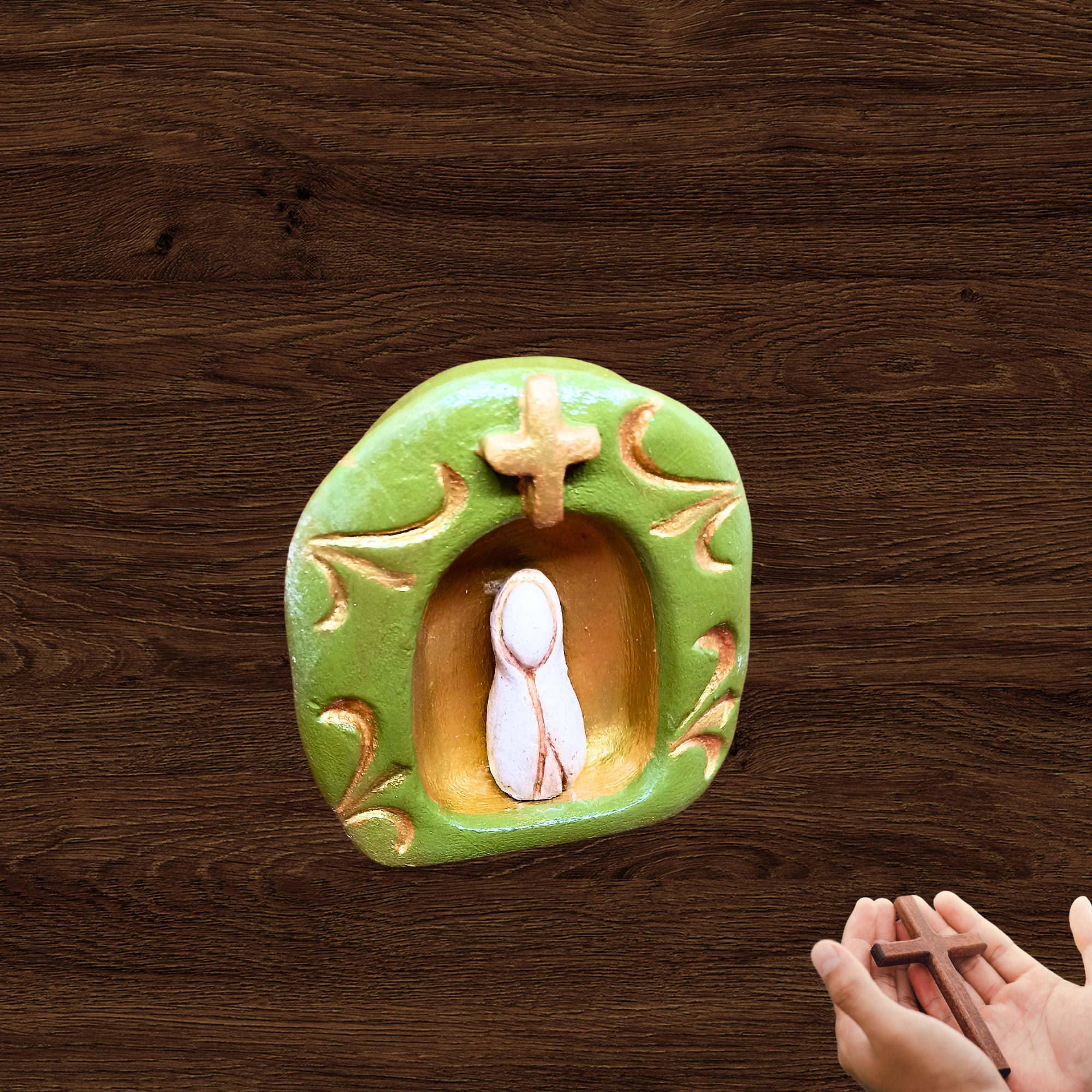 Handmade Ceramic Mini Virgin Mary Travel Altar, Pocket Shrine, Catholic ...