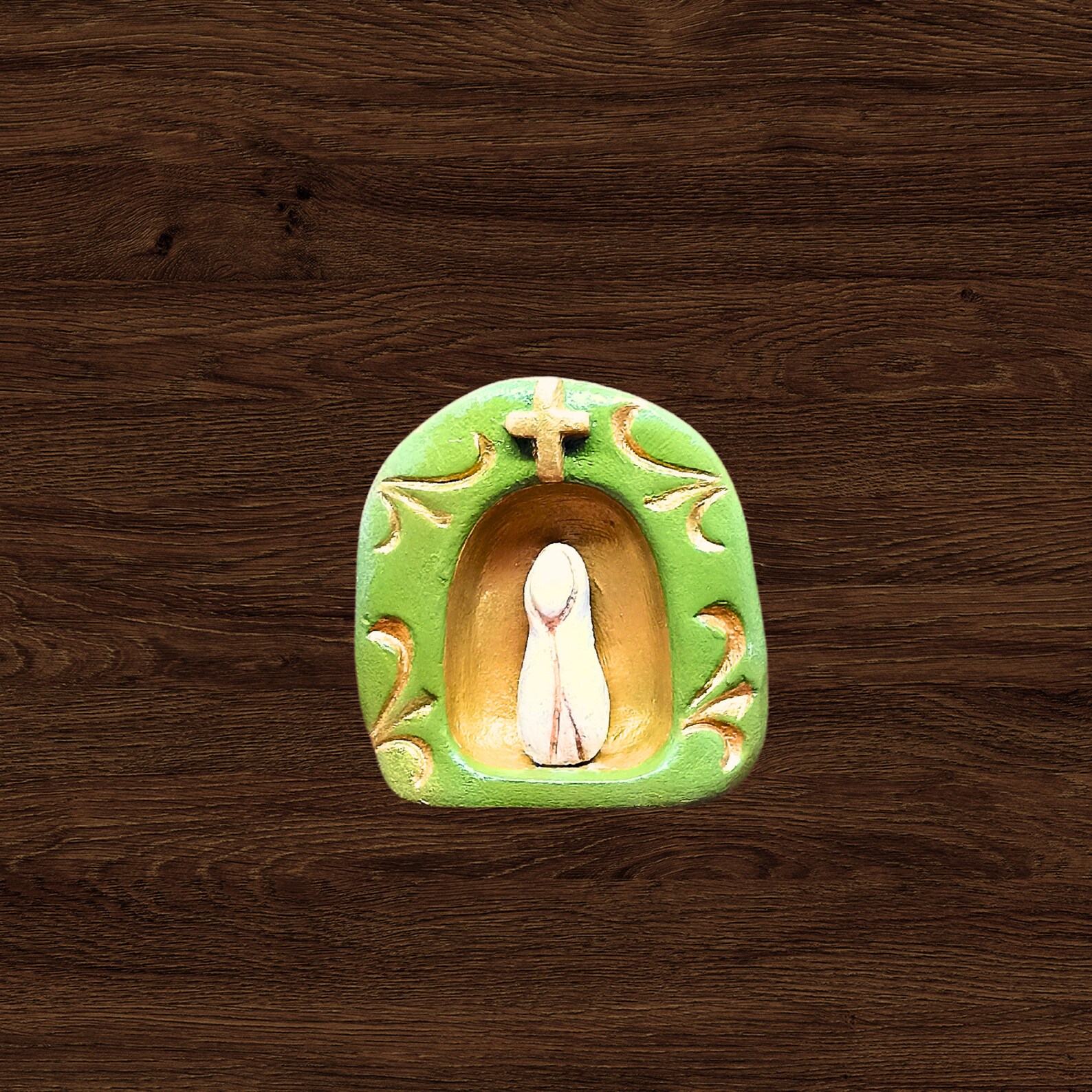 Handmade Ceramic Mini Virgin Mary Travel Altar, Pocket Shrine, Catholic ...