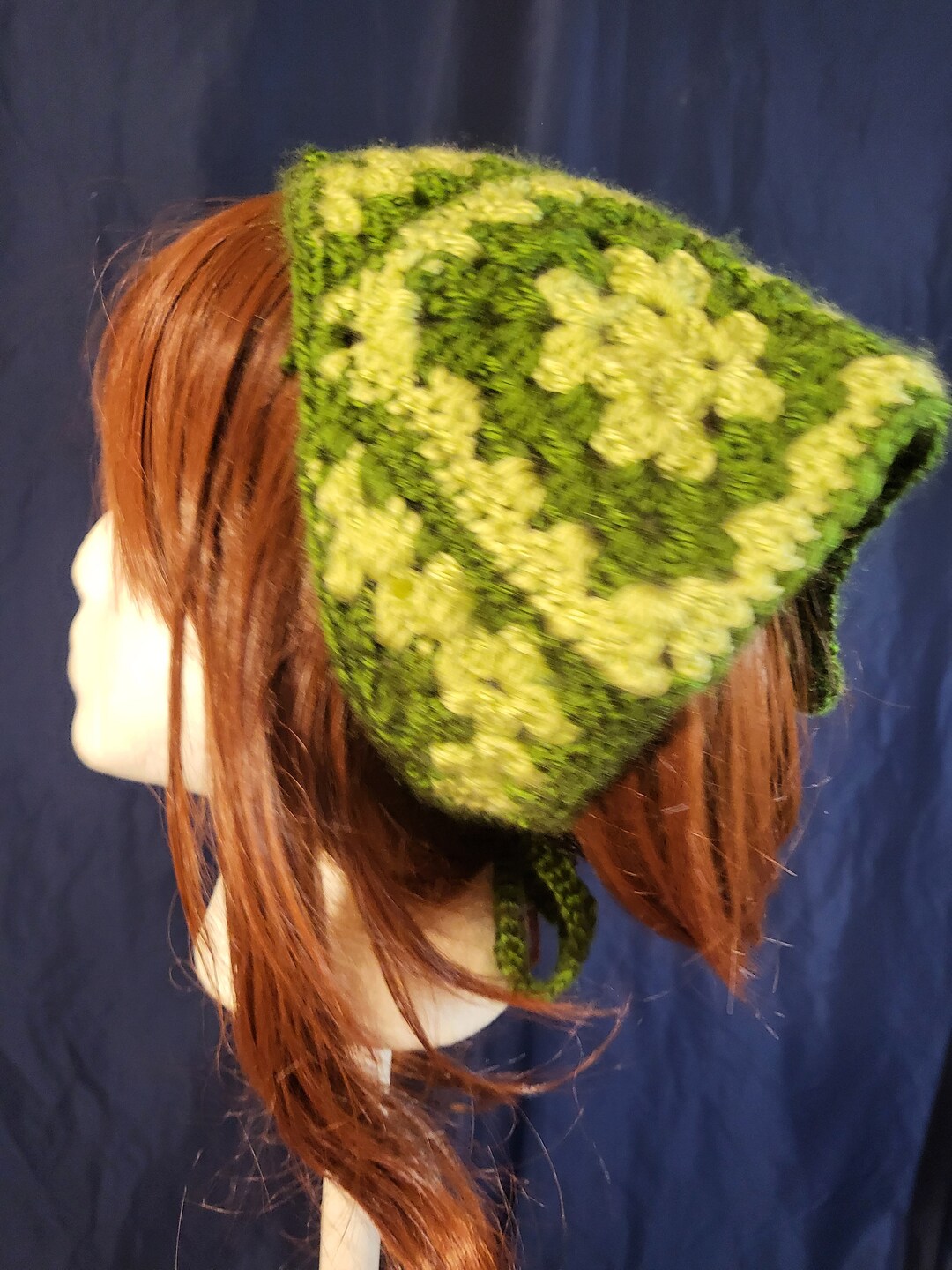 Dual Color Green Granny Square Kerchief - Etsy