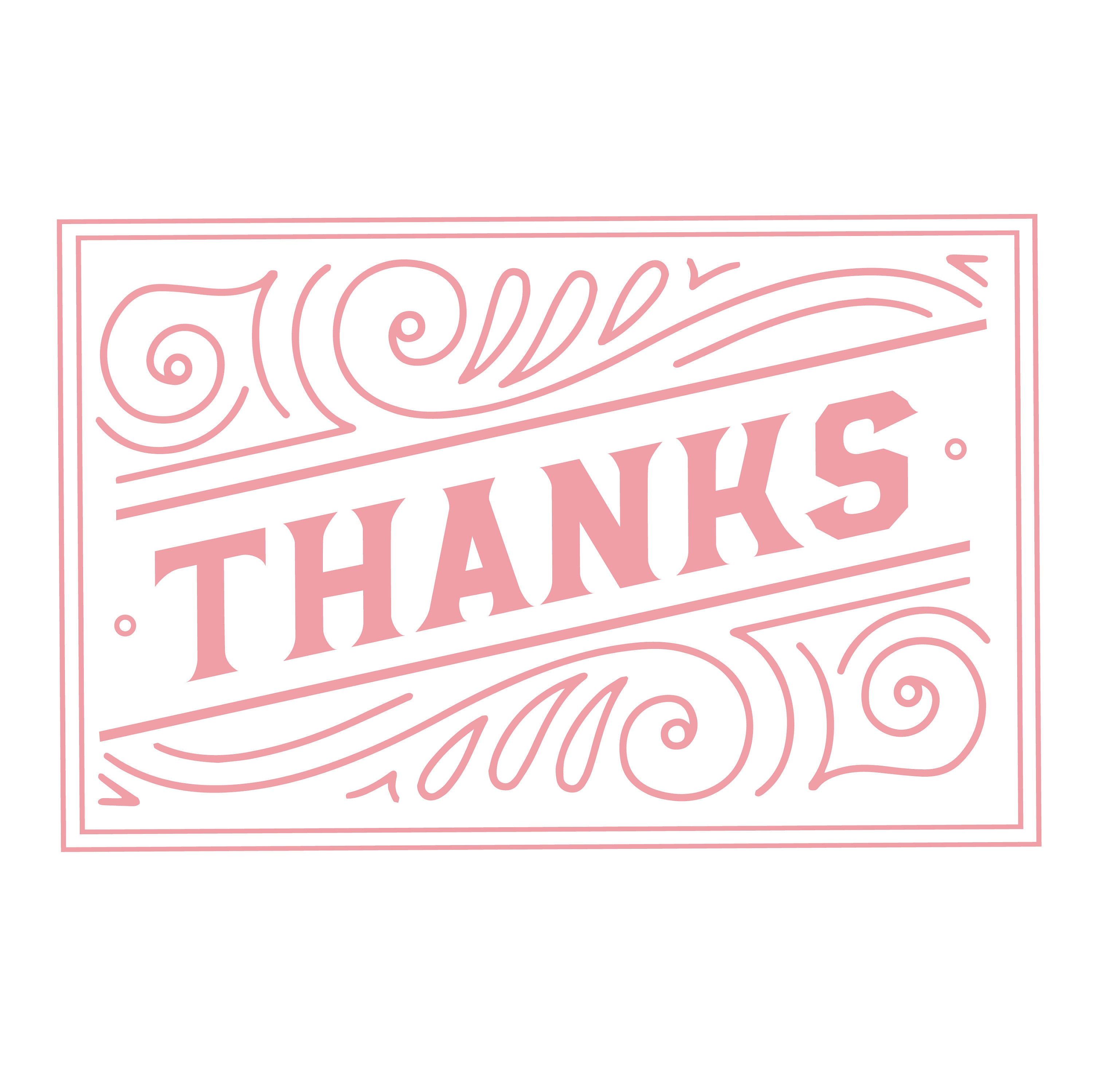 Vintage Inspired Thanks Lettering Design With Flourishes. Hand - Etsy