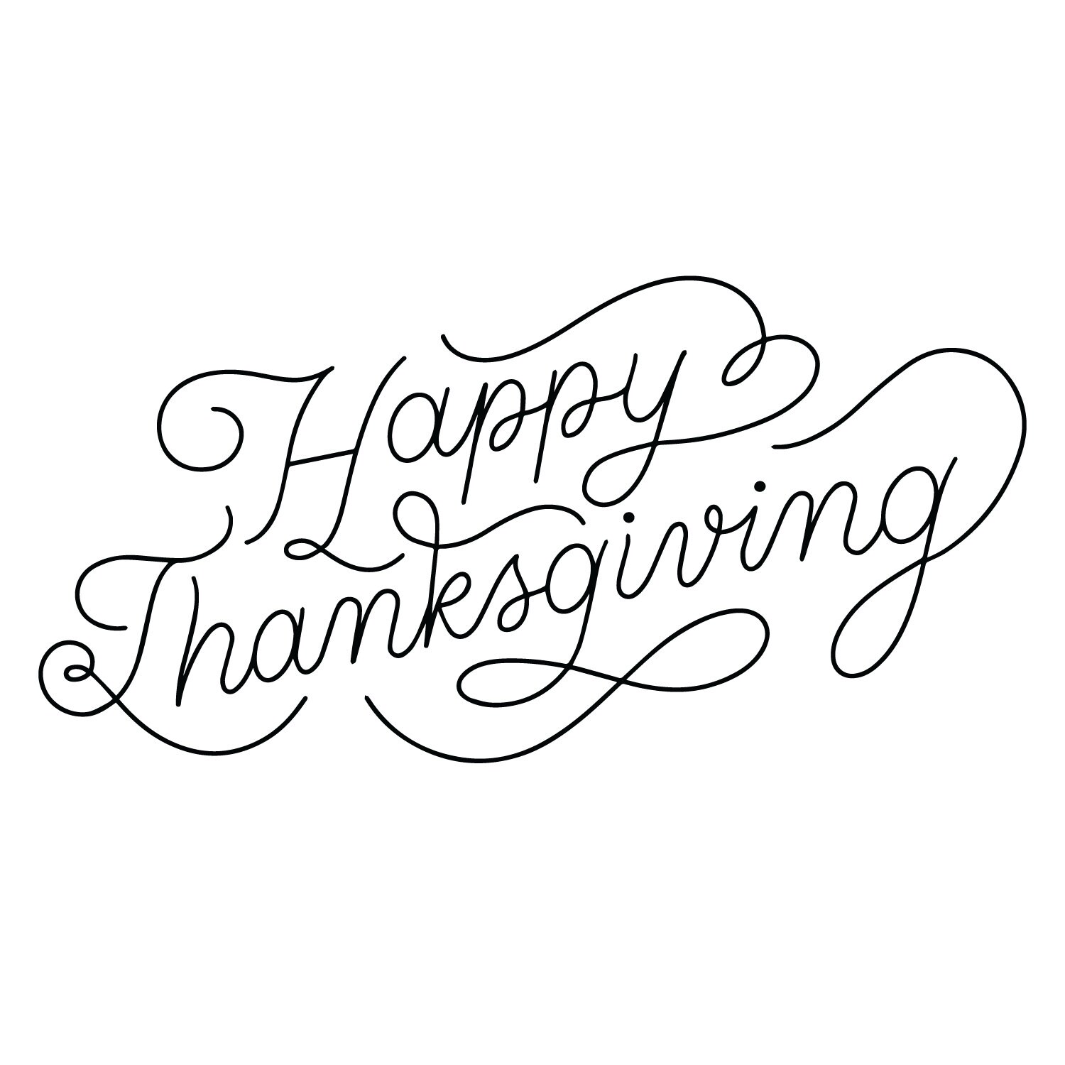 Happy Thanksgiving Monoline Script Lettering Svg Cutting File, Hand ...
