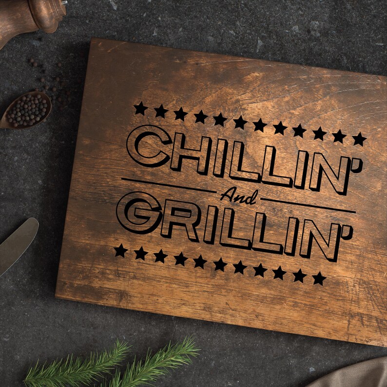 Chillin' and Grillin' Svg, Png, Dxf, Eps Script Lettering Cutting Files ...