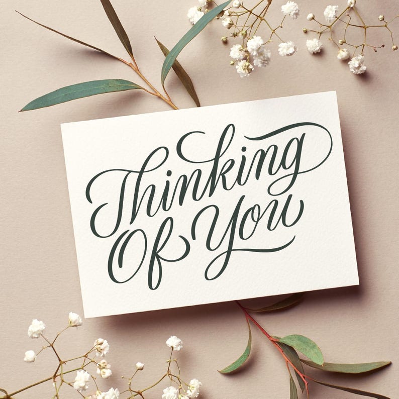 Thinking of You Script Style Typography Hand Lettered Font, Cutting ...