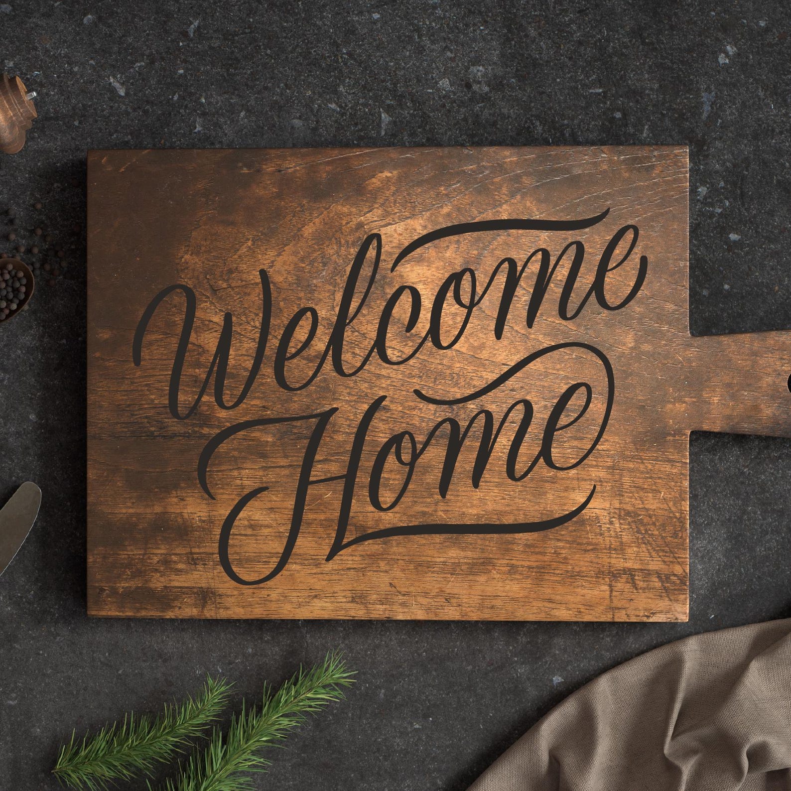 Welcome Home Script Custom Hand Lettered Vector and Cutting File ...