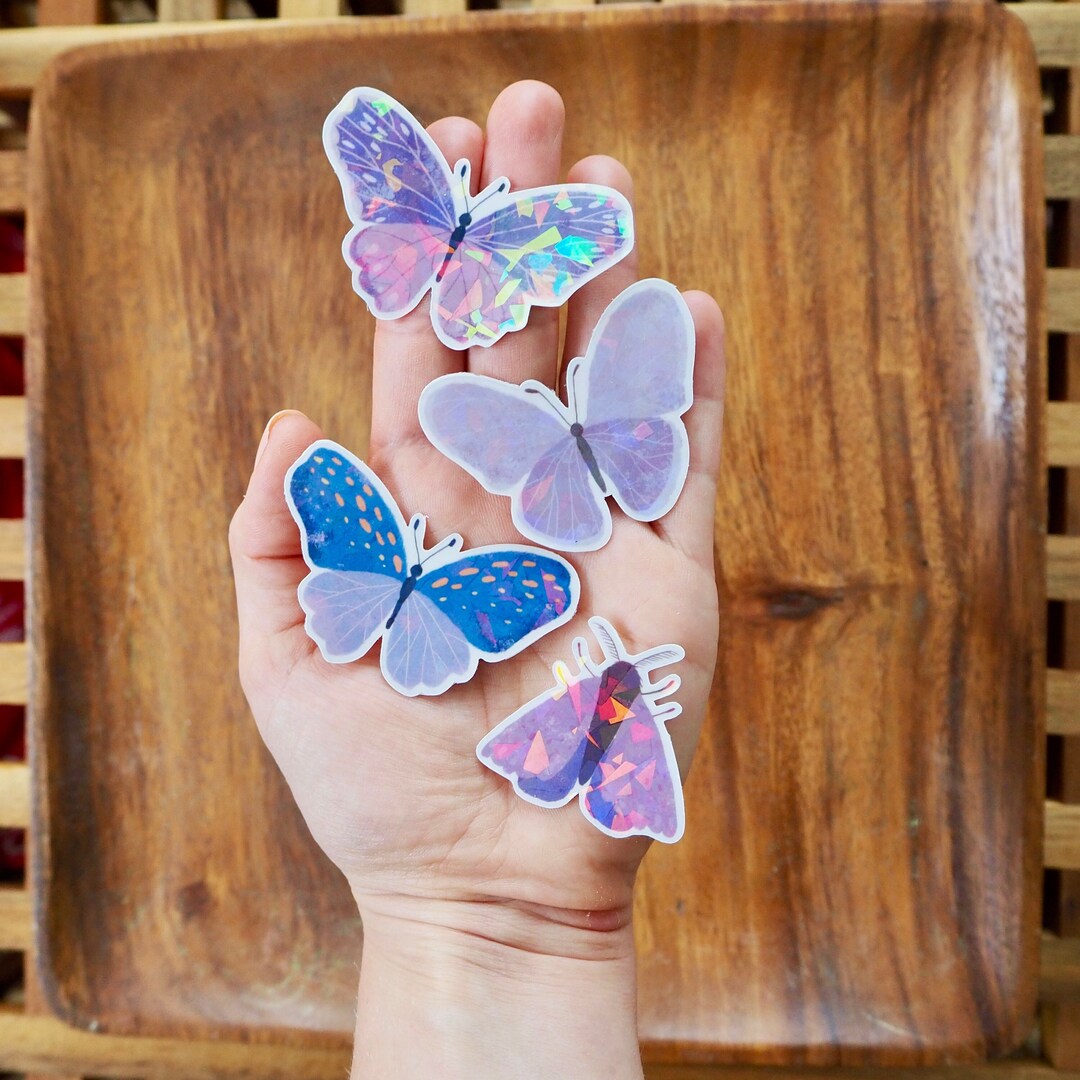 Purple Butterfly Holographic Stickers | Butterflies Sticker Pack ...