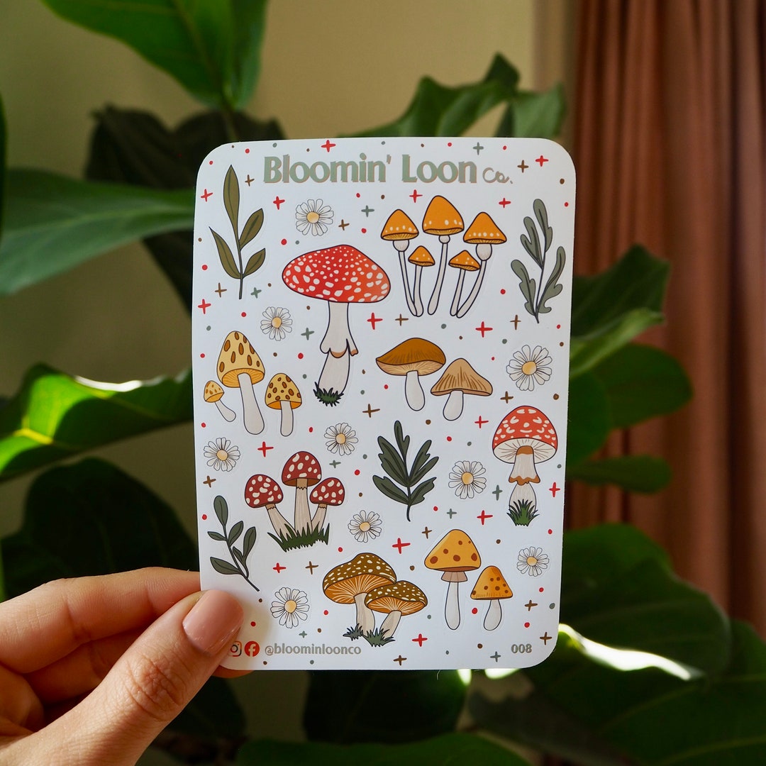 Mushroom Forest Sticker Sheet | Mystical Mushroom Stickers, Cottagecore ...