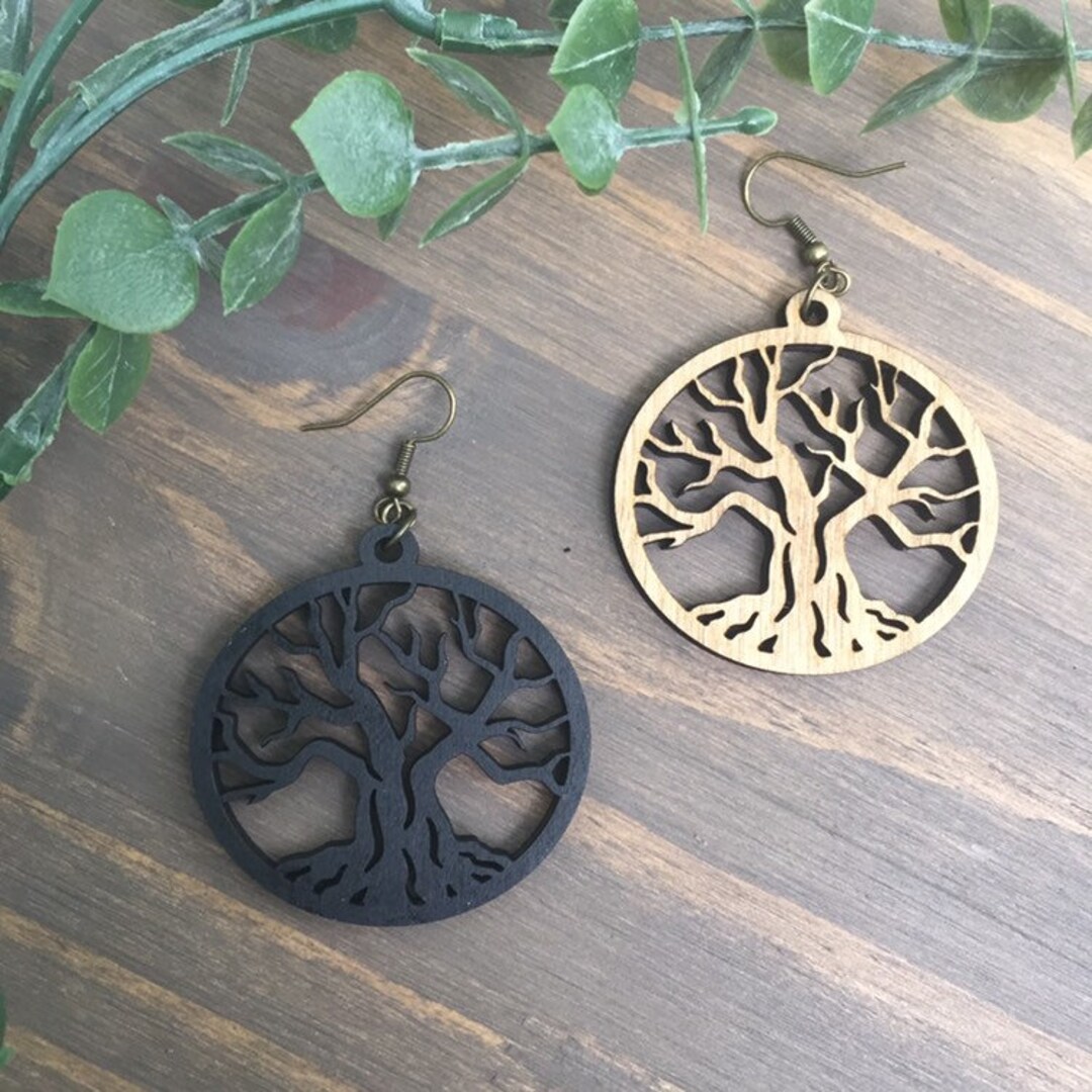Spooky Tree Wooden Earrings || Wooden Tree Earrings || Wooden Earrings ...