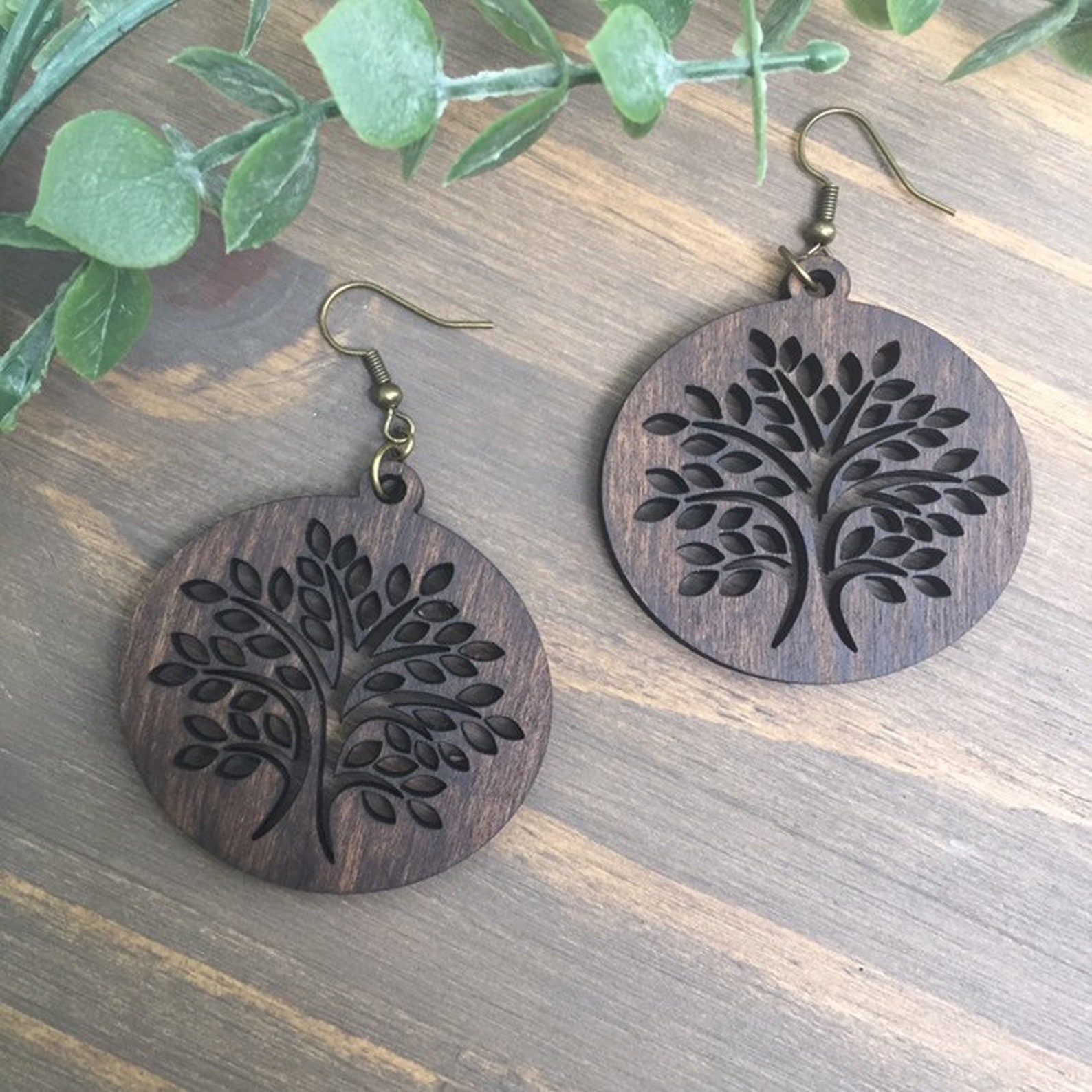 Wooden Earrings Wooden Tree of Life Earrings Wooden Tree | Etsy