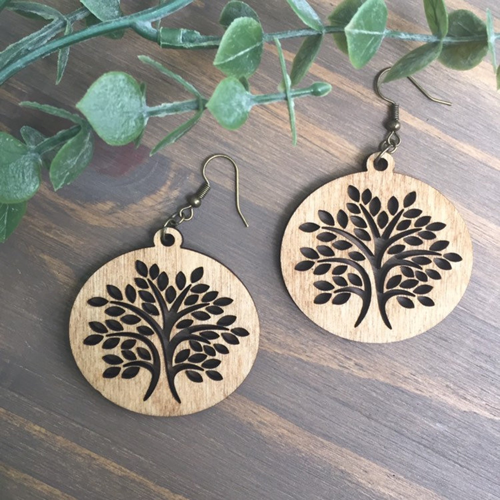 Wooden Earrings Wooden Tree of Life Earrings Wooden Tree | Etsy
