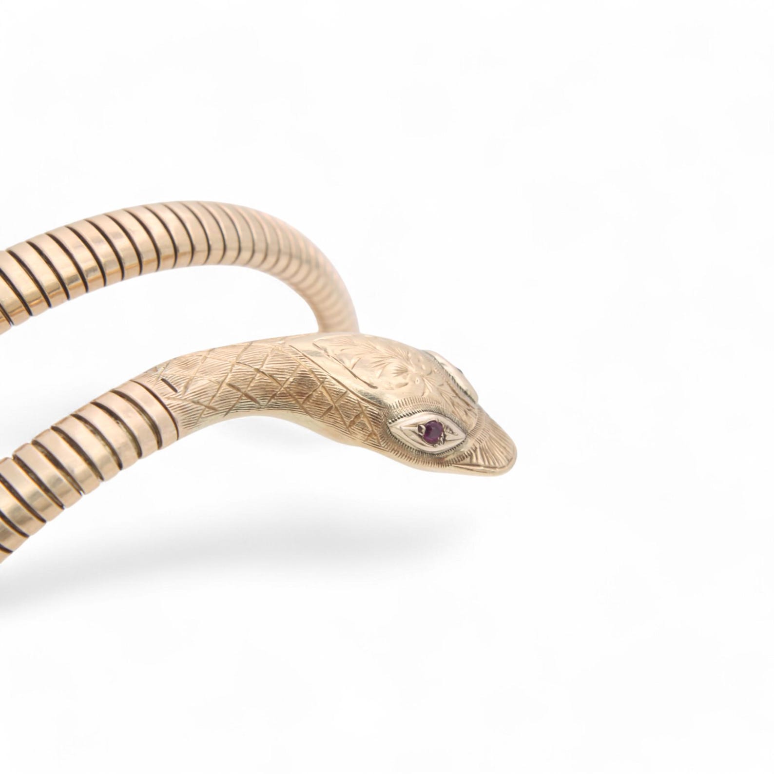 Vintage 9ct Gold Ruby Snake Bangle, 1960 - Etsy