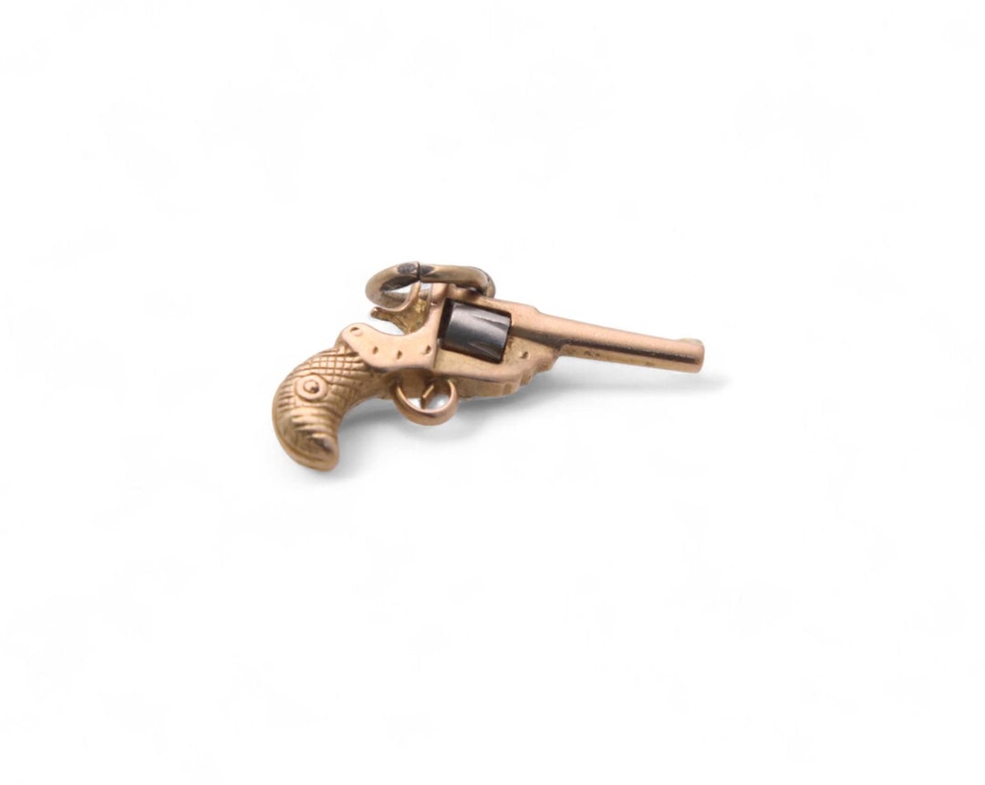 Antique 9ct Gold Revolver Gun Charm - Etsy