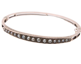 Antique 15ct Gold Edwardian Pearl Flower Bangle Bracelet - Etsy