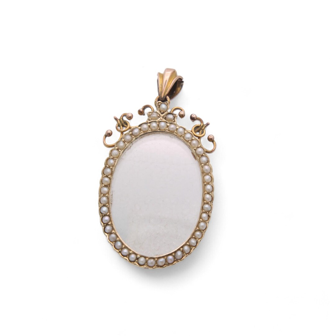 Antique 9ct Gold Seed Pearl Open Face Glass Locket - Etsy