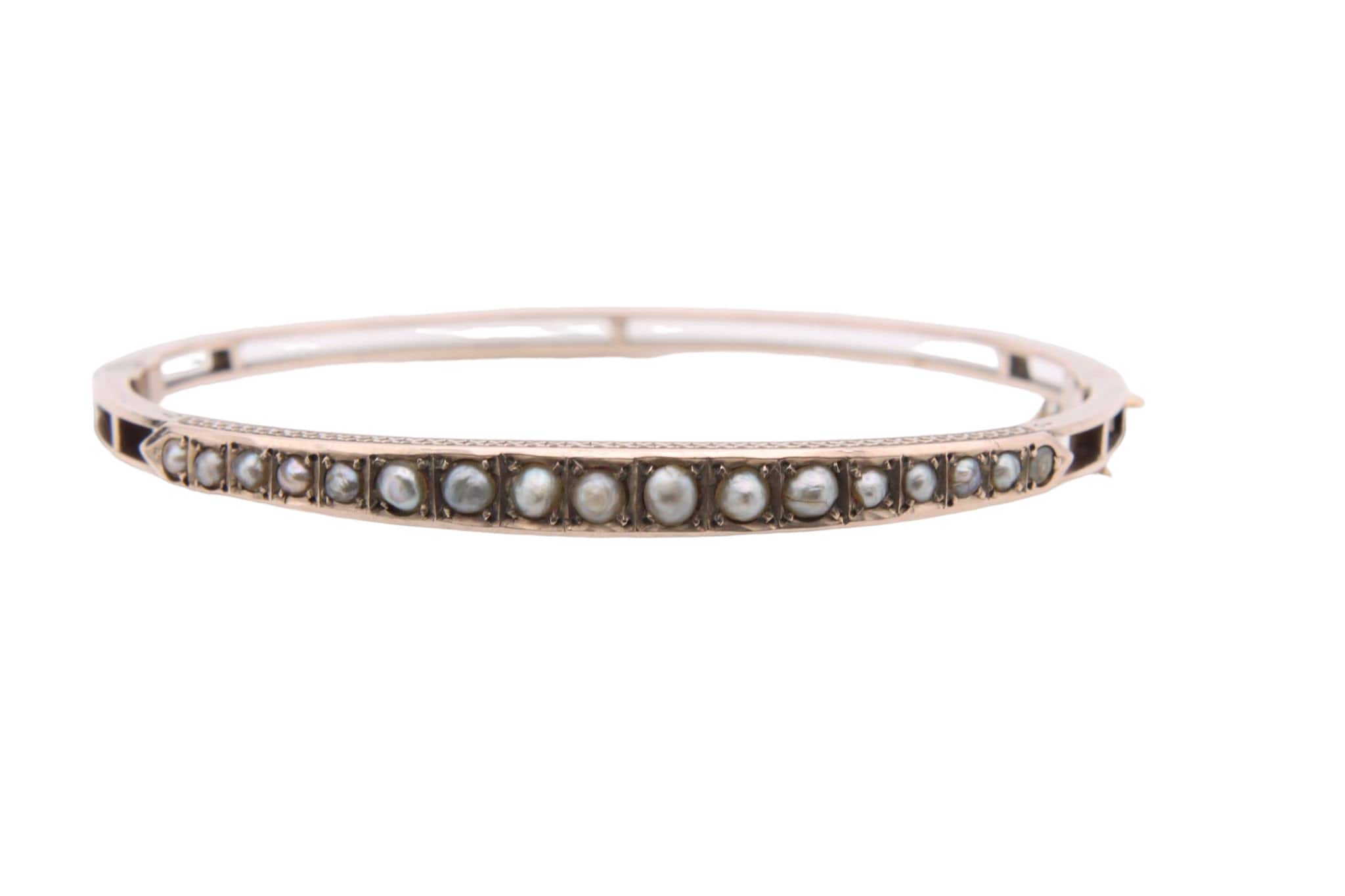 Antique Edwardian 9ct Gold Seed Pearl Bangle - Etsy Australia