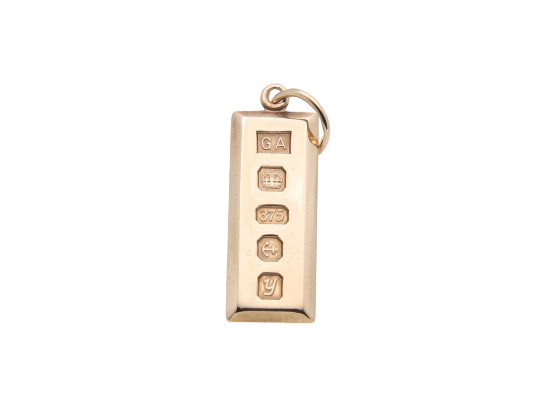 Vintage 9ct Gold Ingot Bar Pendant Etsy UK