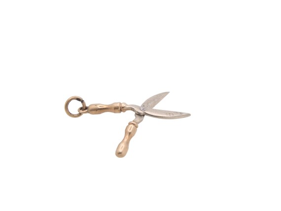 Antique 9ct Gold Movable Garden Shears Charm - Gem