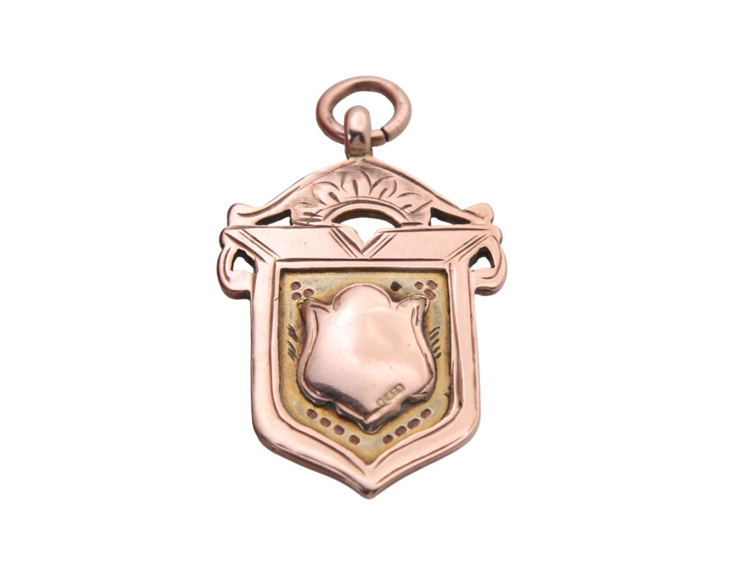 Antique 9ct Gold Shield Pendant Fob - Etsy