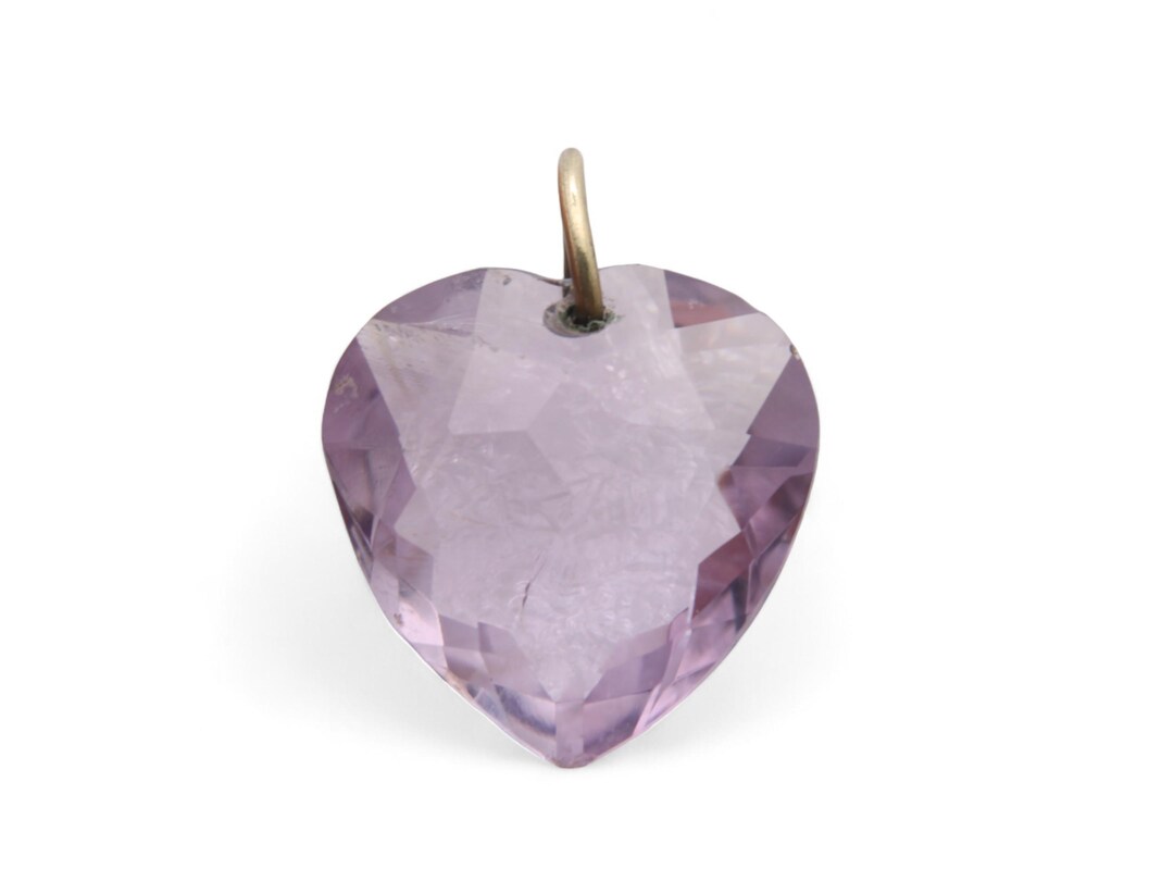 Antique Faceted Purple Glass Heart Pendant - Etsy