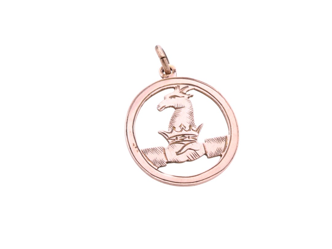 Antique 9ct Rose Gold Heraldic Stag Pendant - Etsy