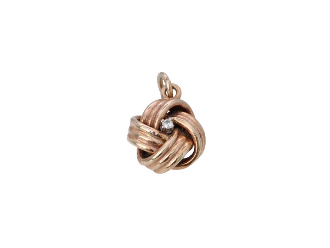 Vintage 9ct Gold Lovers Knot Diamond Pendant - Etsy