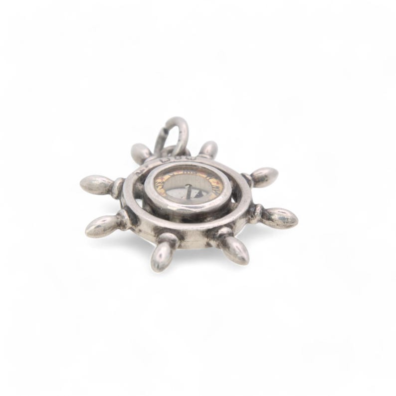 Antique Sterling Silver Ships Wheel Compass Pendant - Etsy