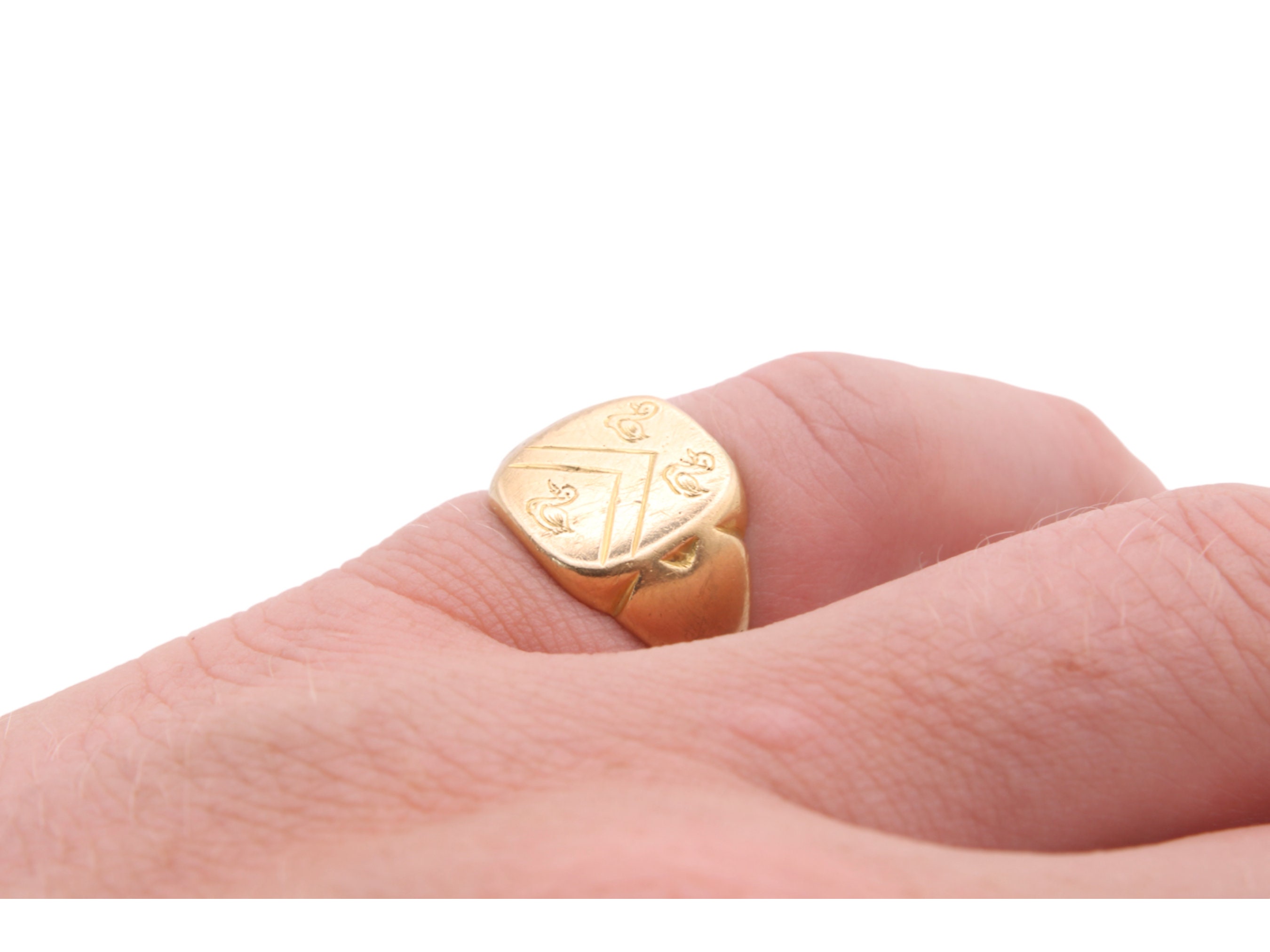 Antique 18ct Yellow Gold Signet Ring Intaglio Duck Crest - Etsy
